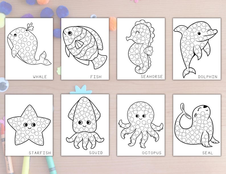 Animal Dot Marker Coloring Pages: 50 Fun Printable Worksheets (digital ...