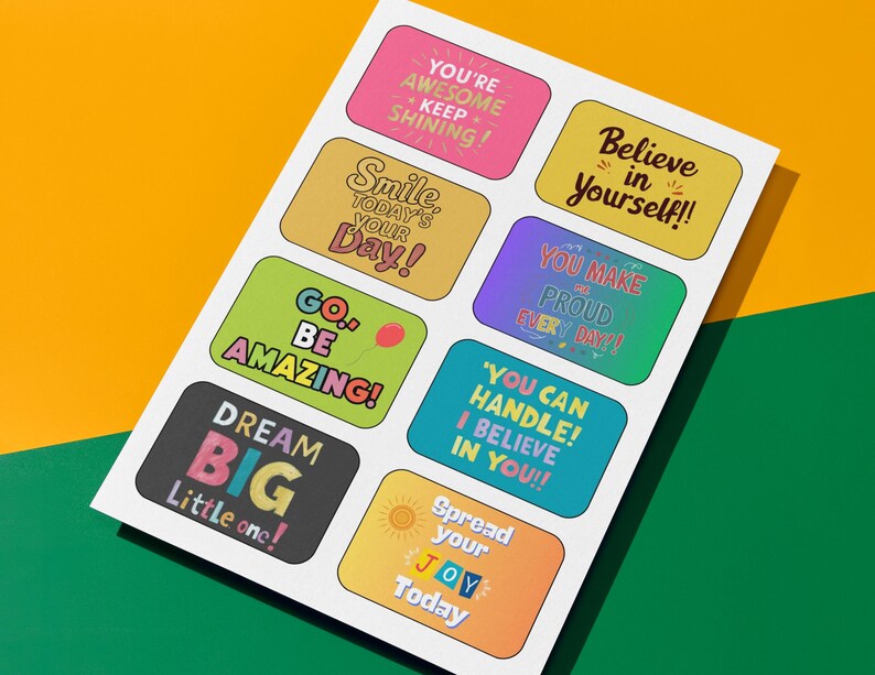 Kids Lunch Box Notes, 32 Fun Motivational Messages (printable) - Etsy