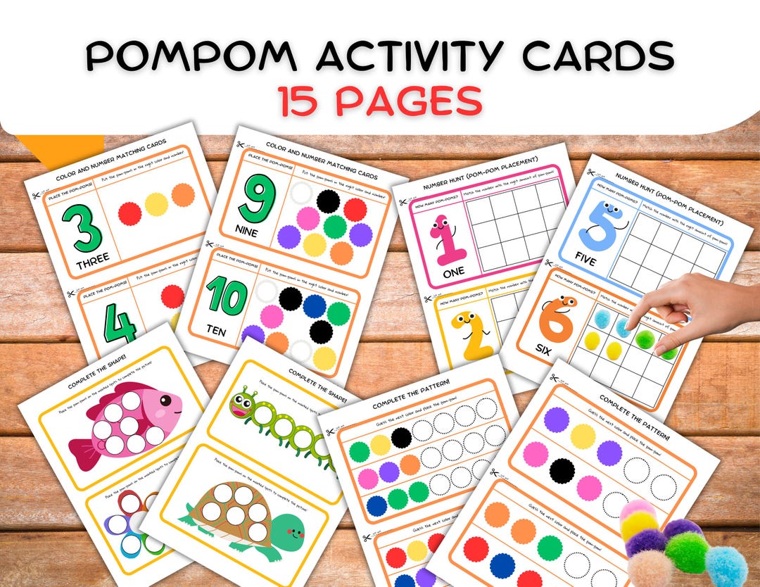 Preschool Math, Counting and Color Activity With Pompoms, Educational ...