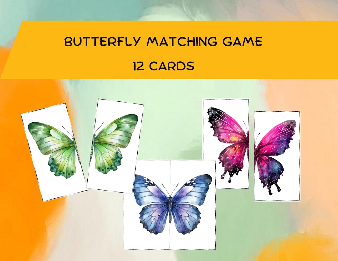 Butterfly Matching Game, Printable Educational Game, Toddler Matching ...