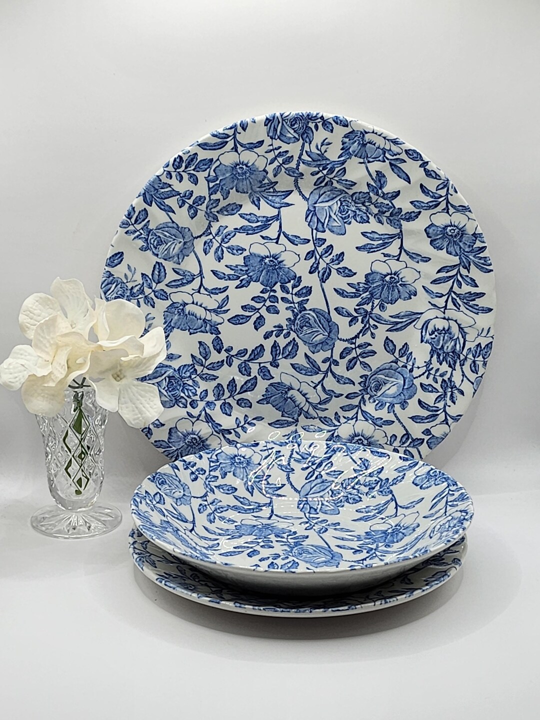 Churchill “peony Chelsea” 3-piece Dinner Sets – Traditional Blue ...