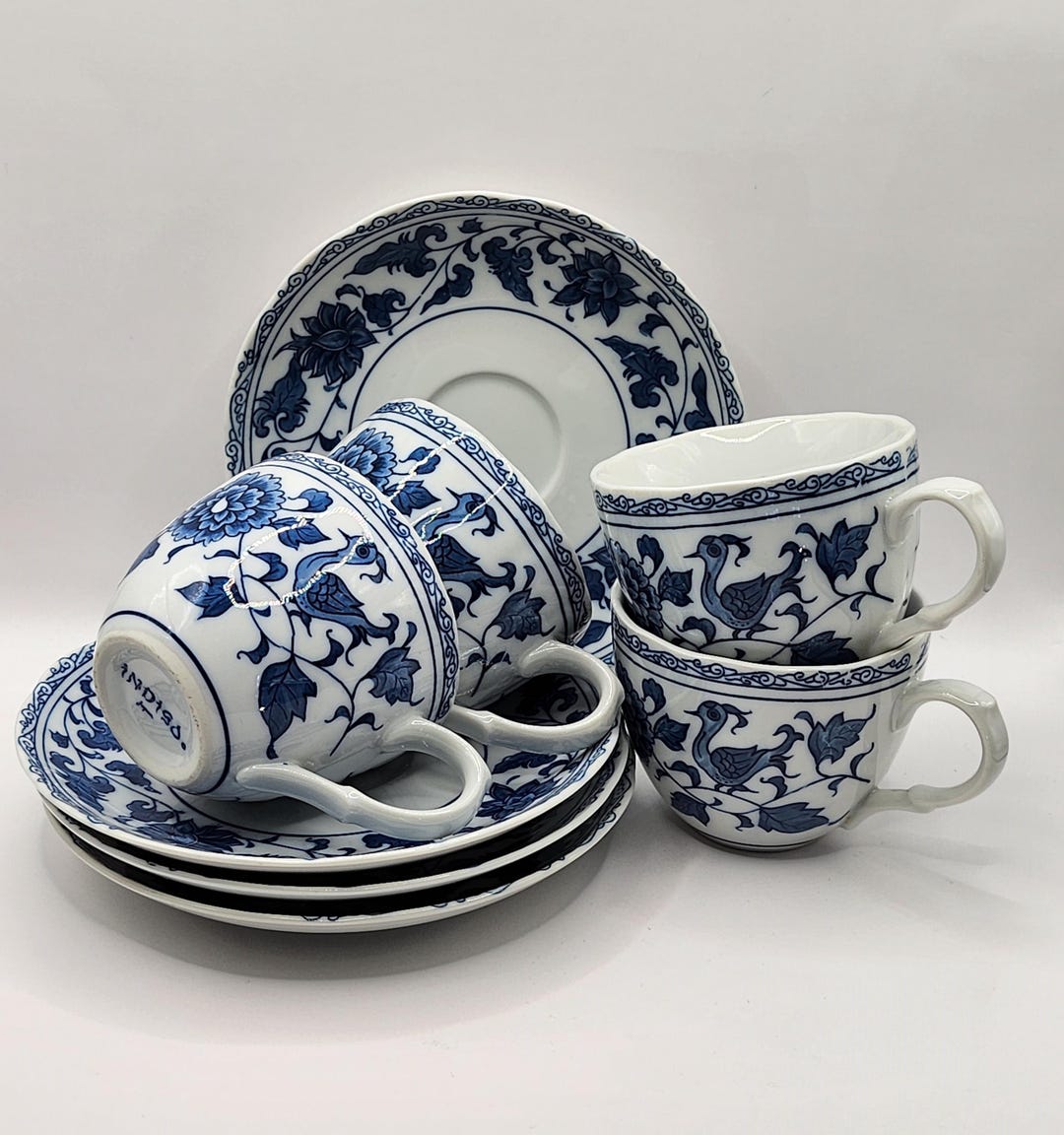 1950s Indigo Japan Ironstone Tea Set – Cups & Saucers X4 – China ...