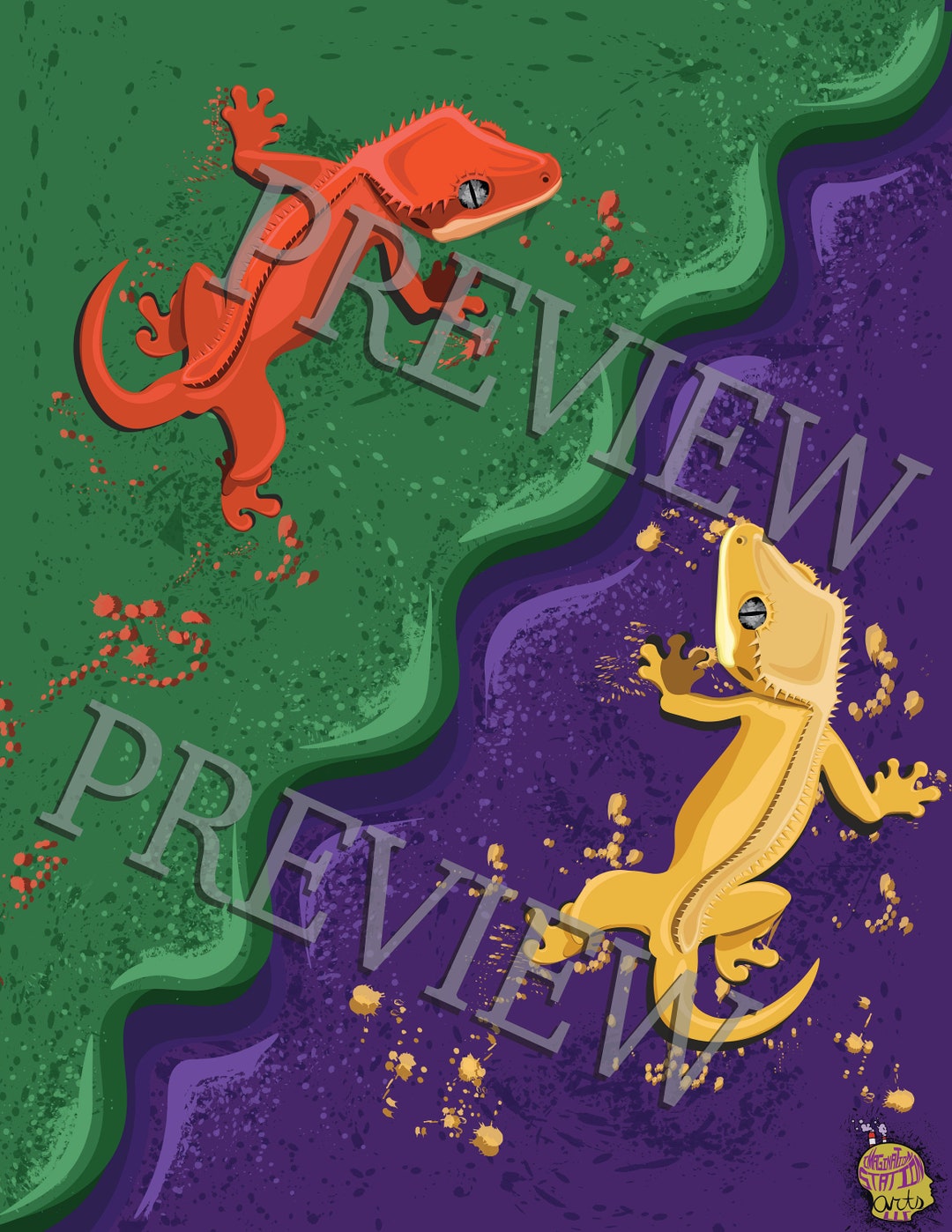 Crested Gecko Paint Splash Digital Artwork - Etsy