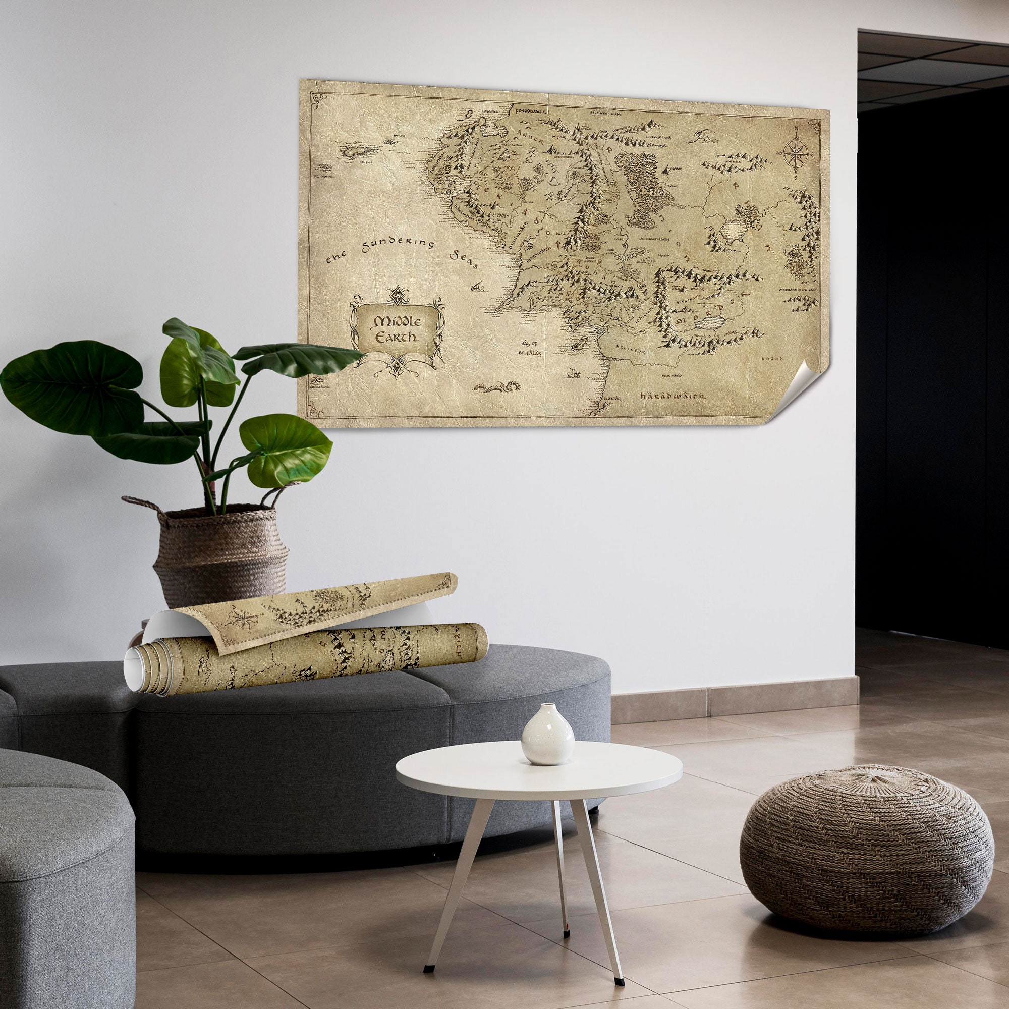 Middle Earth Map Print: Vintage Style Canvas Wall Art - Etsy