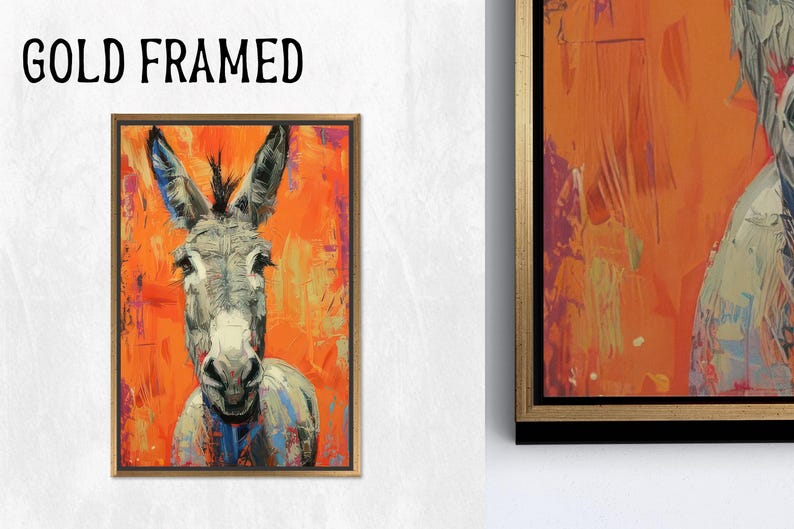 Colorful Donkey Canvas Wall Art: Whimsical Farm Animal Portrait - Etsy