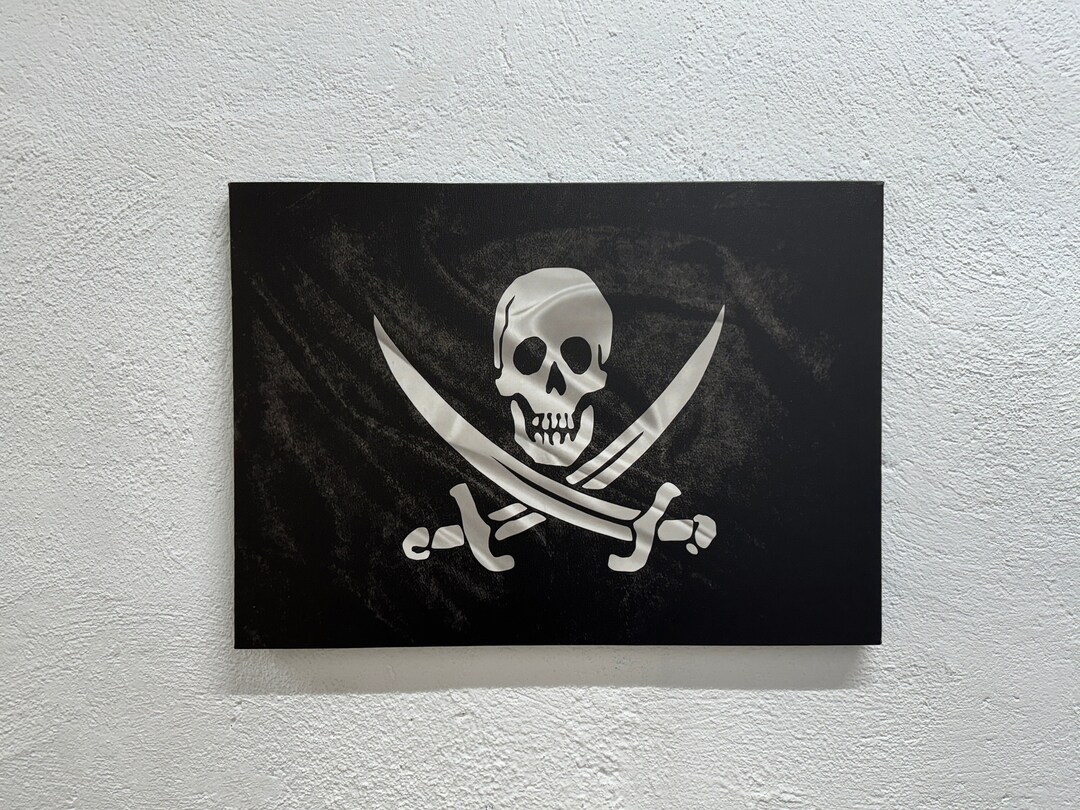 Black Pearl Flag Art, Flag Canvas Decor, Jolly Roger Wall Art, Skull ...