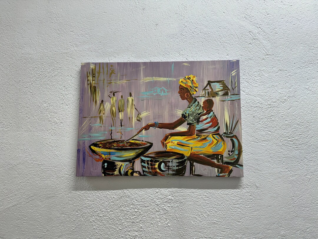 African Woman Cooking Canvas Wall Art: Authentic Nigerian Decor - Etsy