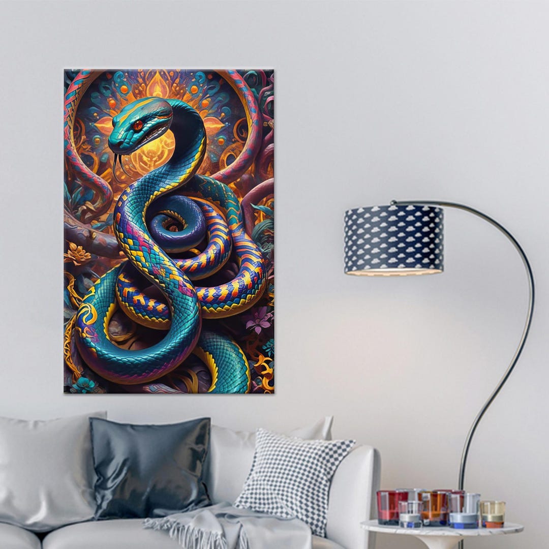 Surreal Snake Glass Decor, Snake Canvas, Baby Gift Personalized, Snake ...