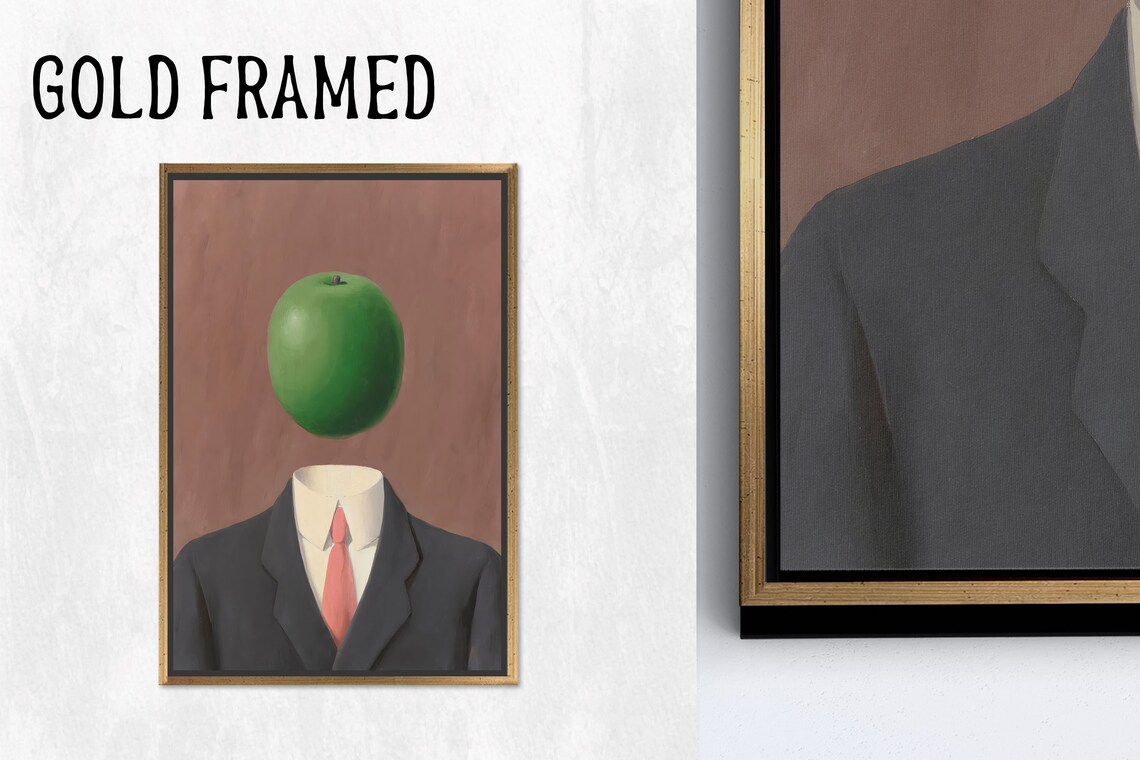 Apple Head Man Glass Wall Art: Surrealist Art Reproduction - Etsy
