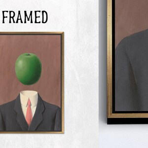 Apple Head Man Glass Wall Art: Surrealist Art Reproduction - Etsy