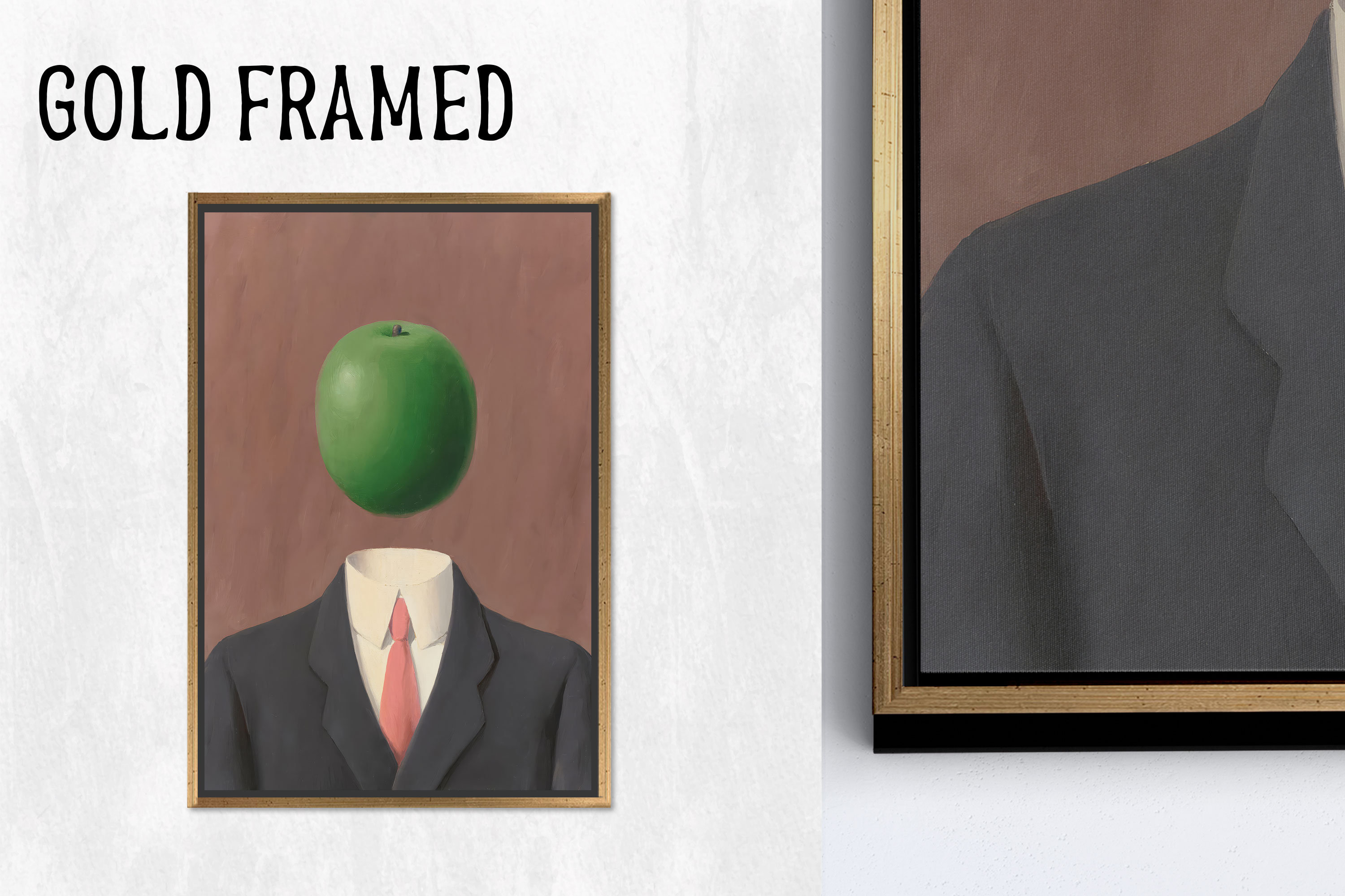 Apple Head Man Glass Wall Art: Surrealist Art Reproduction - Etsy