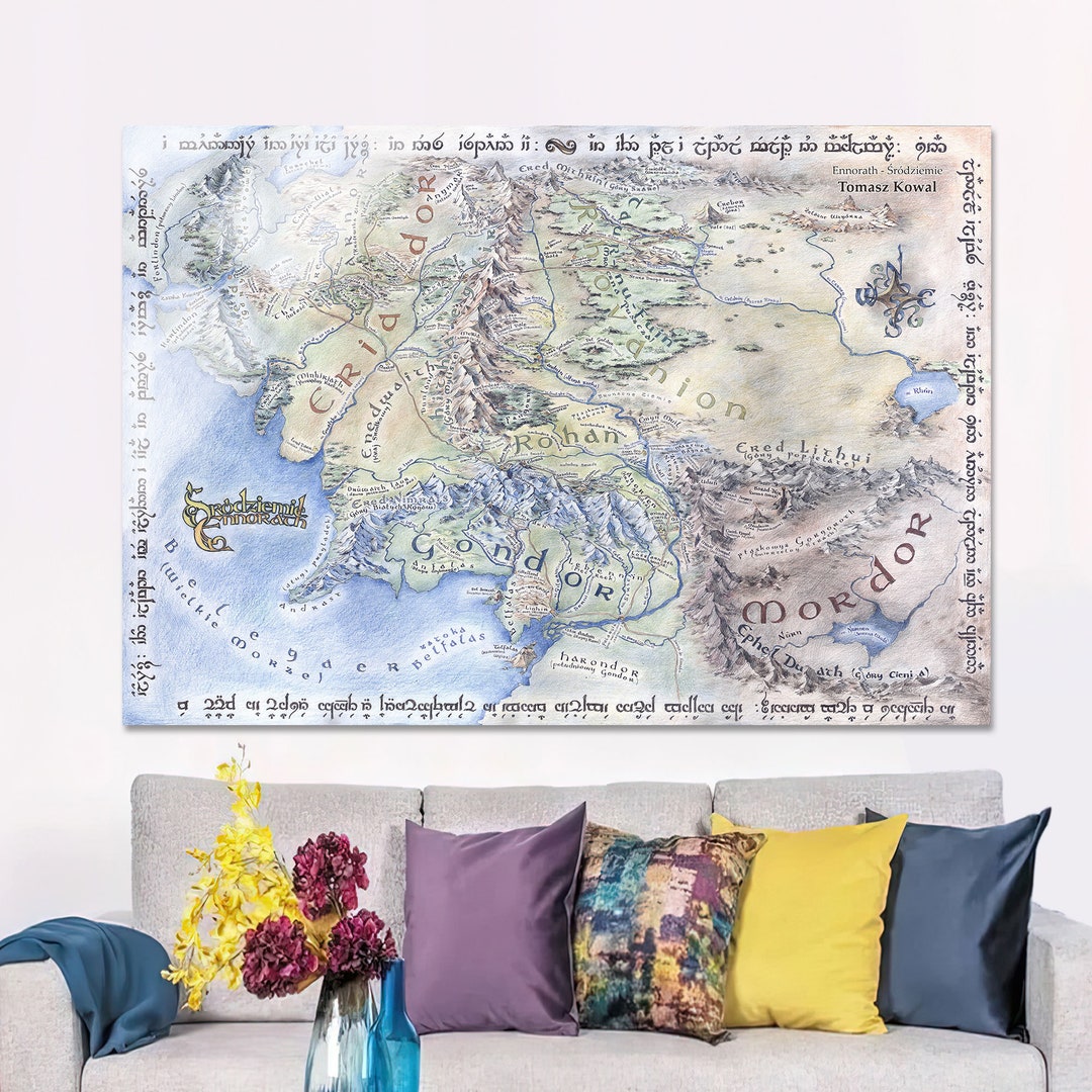 Middle Earth Map Canvas: Tempered Glass or Wrapped Canvas Wall Art - Etsy