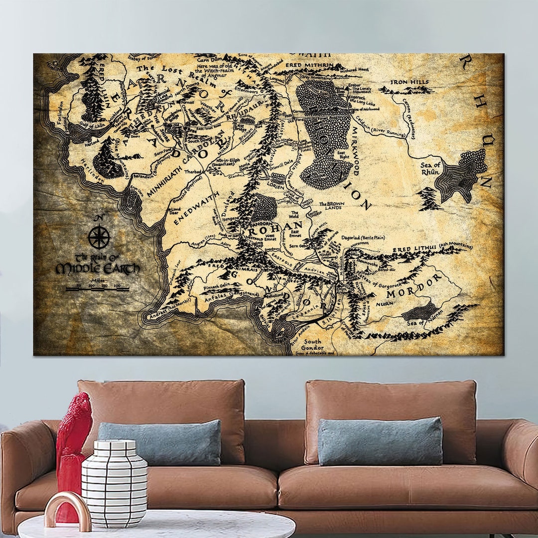 Middle Earth Map Canvas: Tempered Glass Wall Art - Etsy