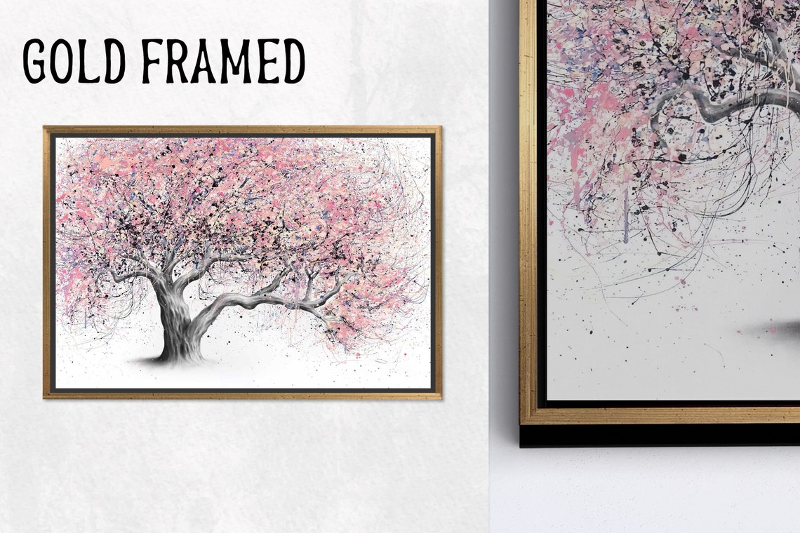Pink Tree Wall Art, Tree Canvas Decor, Pink Leaves Canvas Print ...