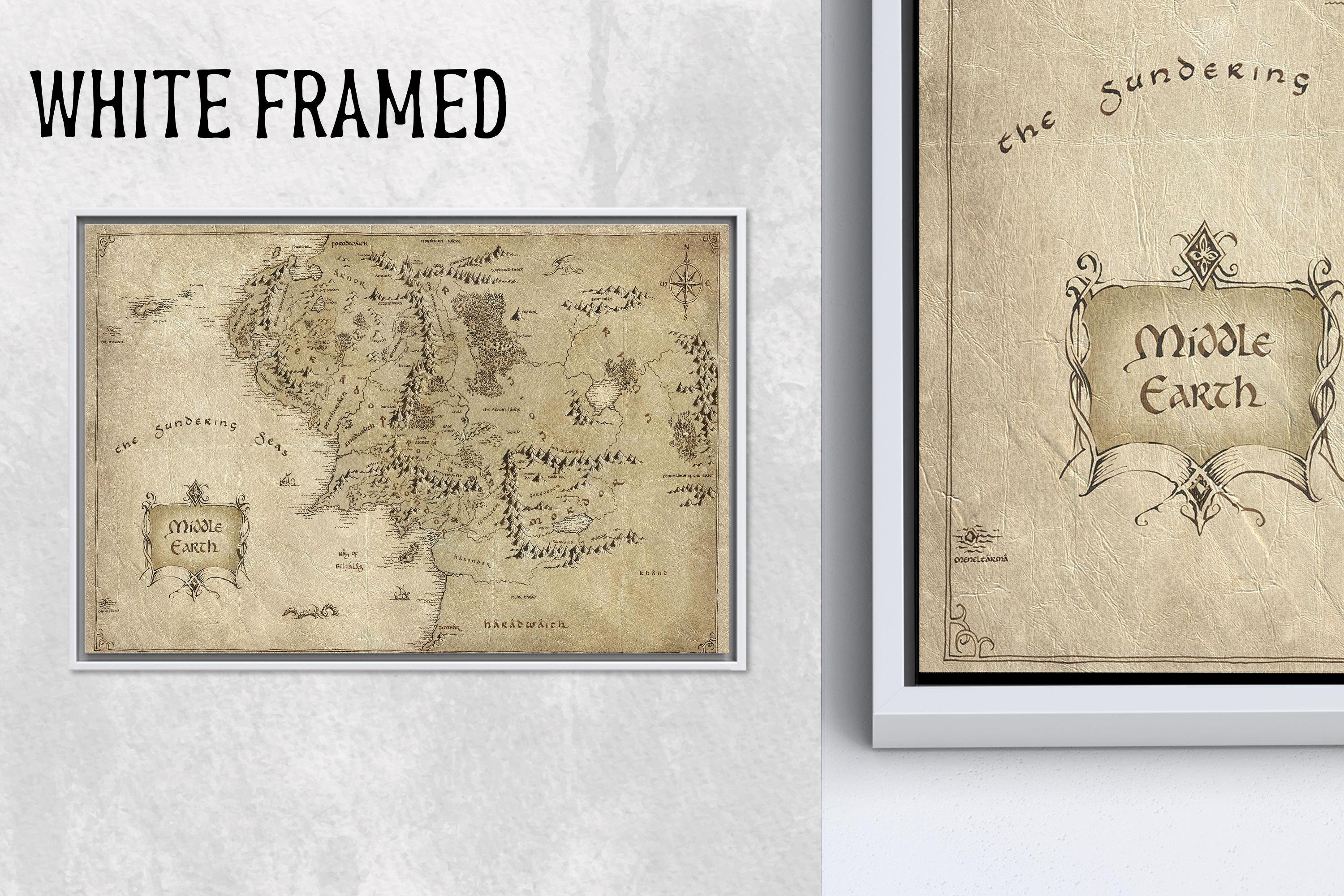 Middle Earth Map Print: Vintage Style Canvas Wall Art - Etsy