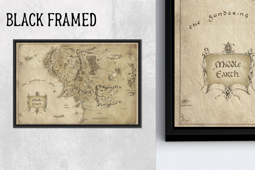 Middle Earth Map Print: Vintage Style Canvas Wall Art - Etsy