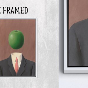 Apple Head Man Glass Wall Art: Surrealist Art Reproduction - Etsy