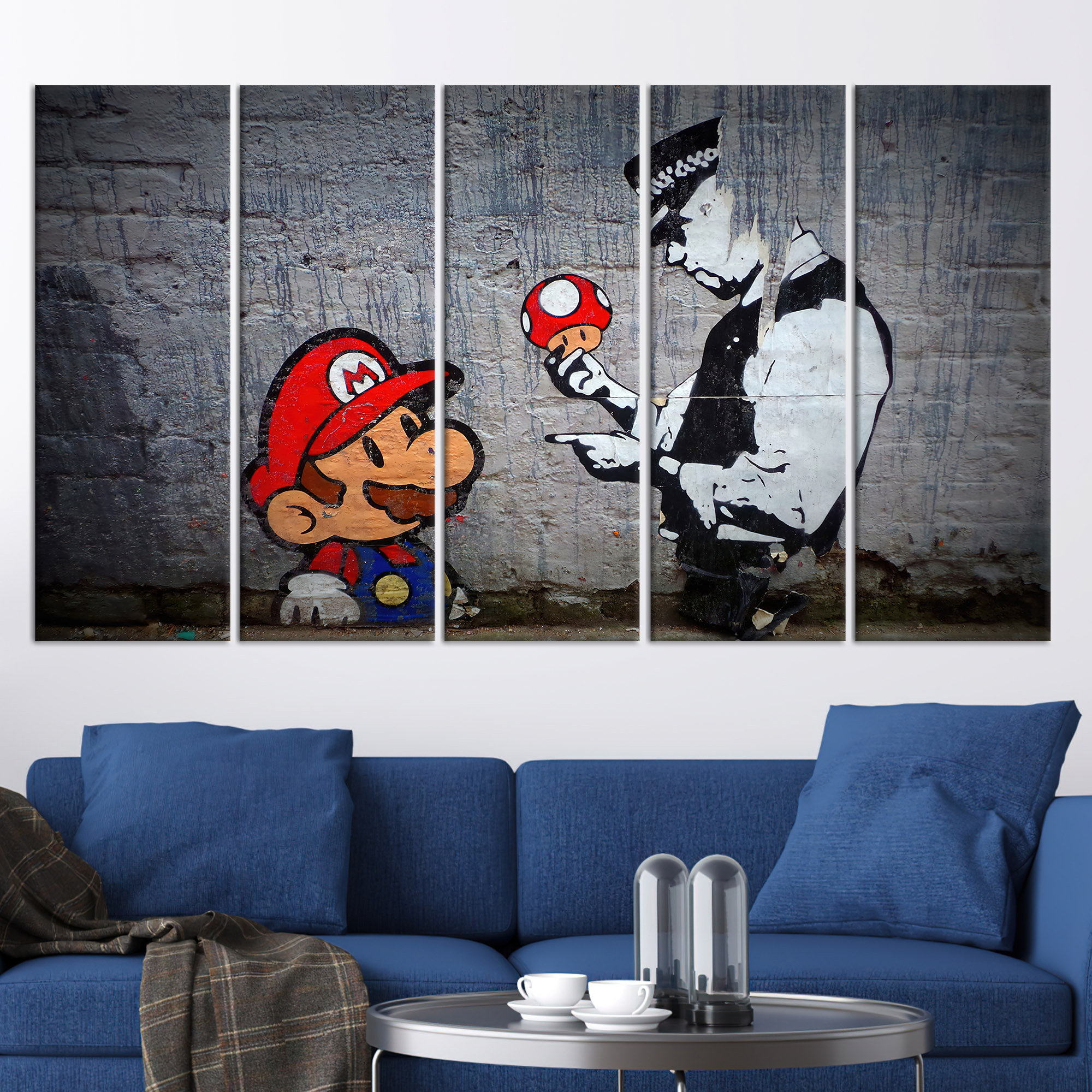 Banksy Super Mario Graffiti Canvas Art - Gaming Room Decor - Etsy