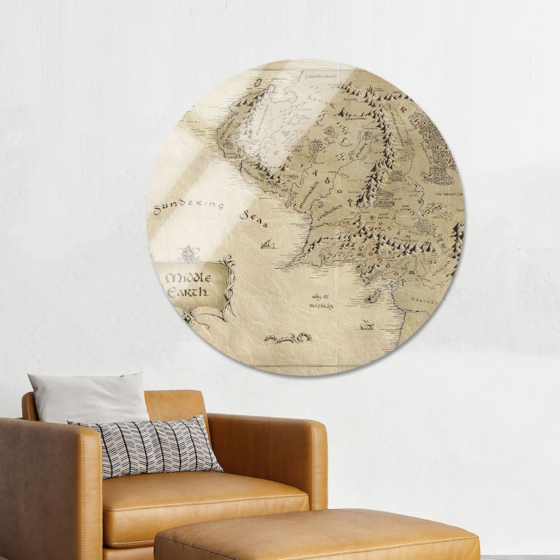 Middle Earth Map Print: Vintage Style Canvas Wall Art - Etsy
