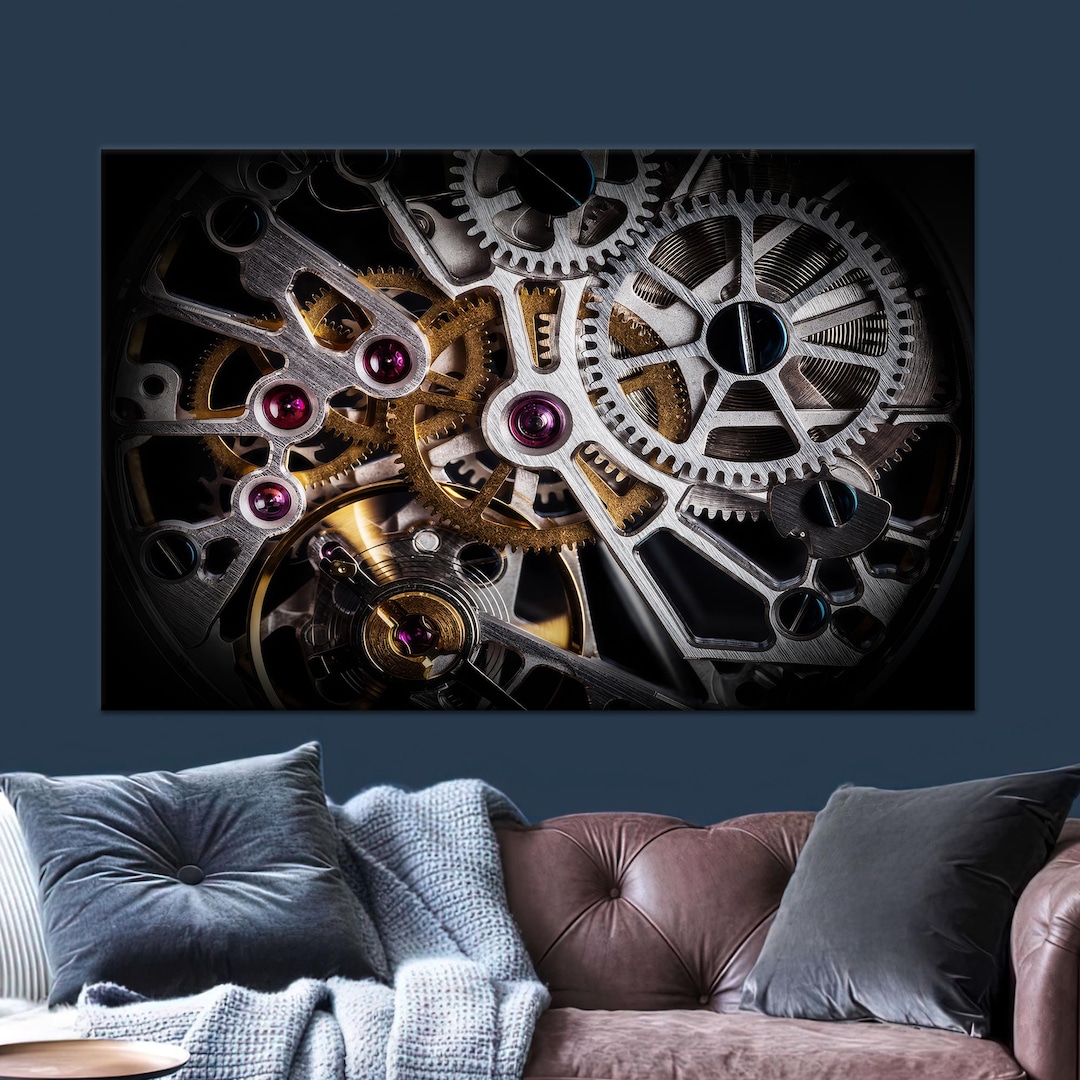 Clockwork Glass Wall Art: 3D Watch Mechanism Canvas Print - Etsy