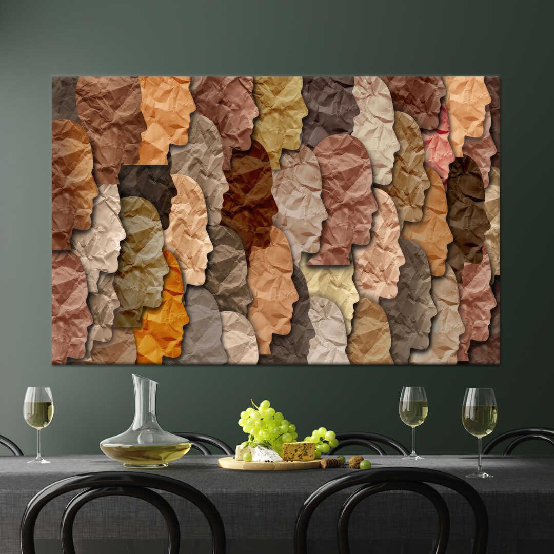 Abstract Faces Glass Wall Art: Brown Tones, 3D Canvas - Etsy