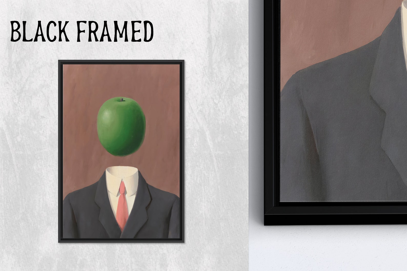 Apple Head Man Glass Wall Art: Surrealist Art Reproduction - Etsy