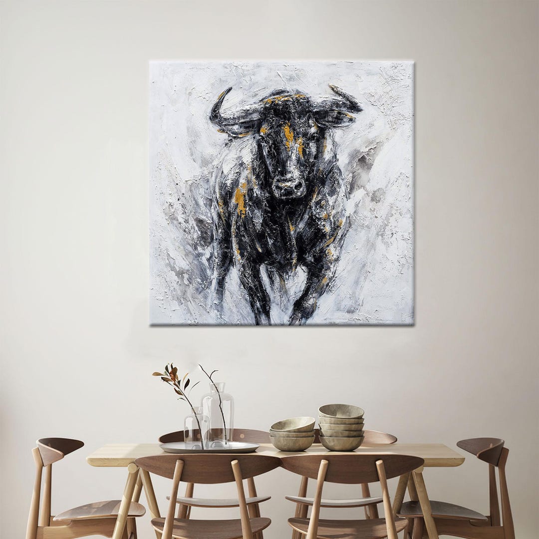 Abstract Bull Art: Modern Canvas or Glass Wall Decor - Etsy UK