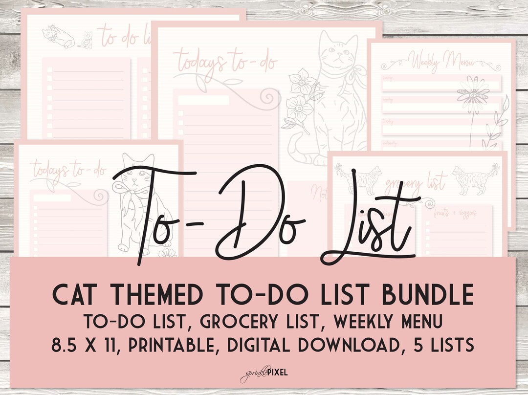 Simple Cat to Do List Minimal Template to Do List Daily Schedule Simple ...