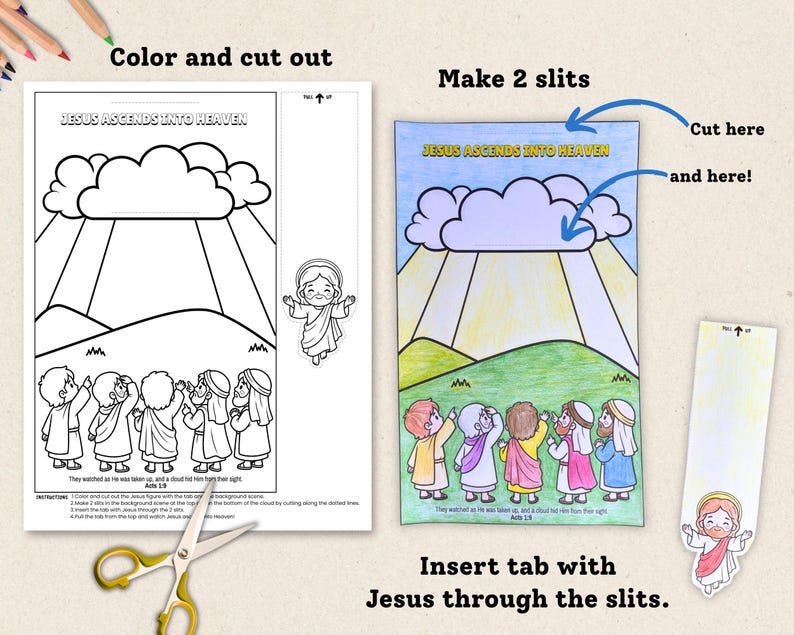 Jesus Ascension Craft, Jesus Ascending Into Heaven, Ascension Coloring ...