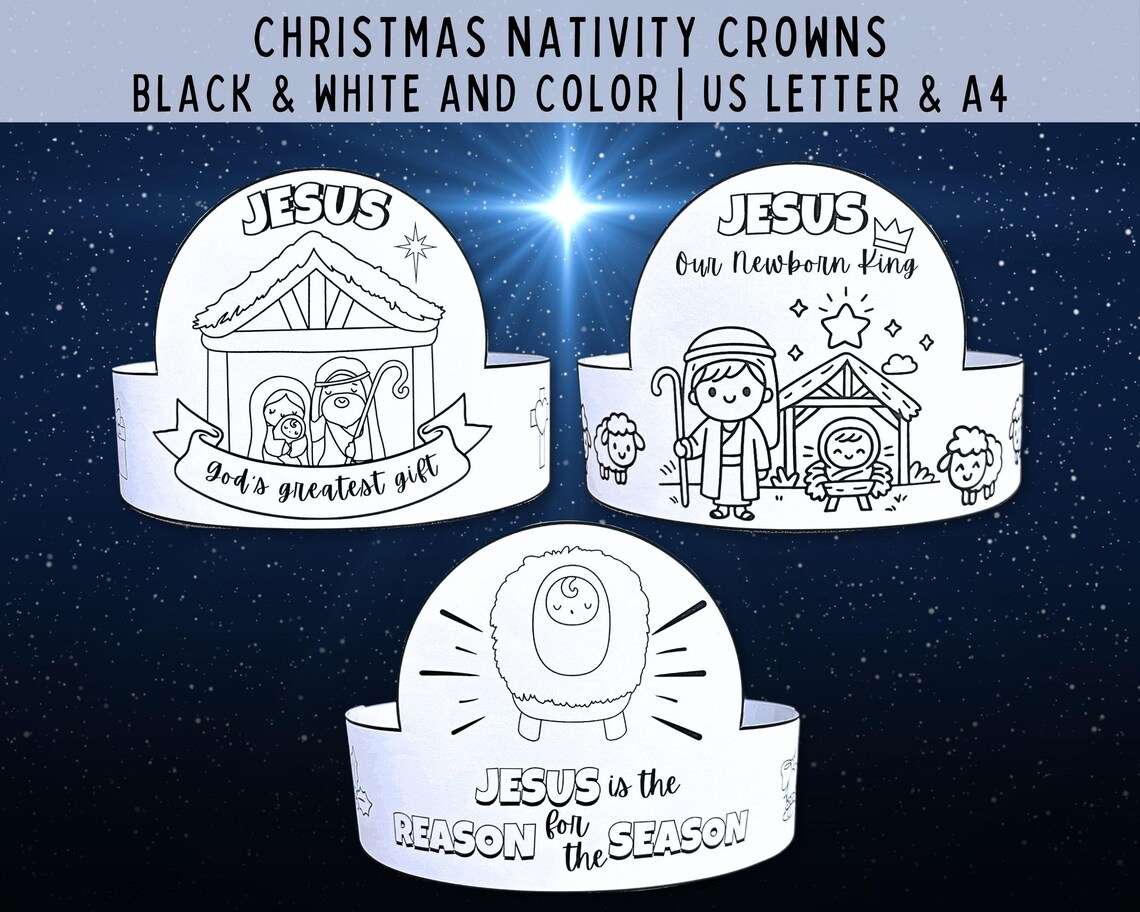 Jesus is the Reason Nativity Paper Crown Craft, Christmas Crown Jesus ...