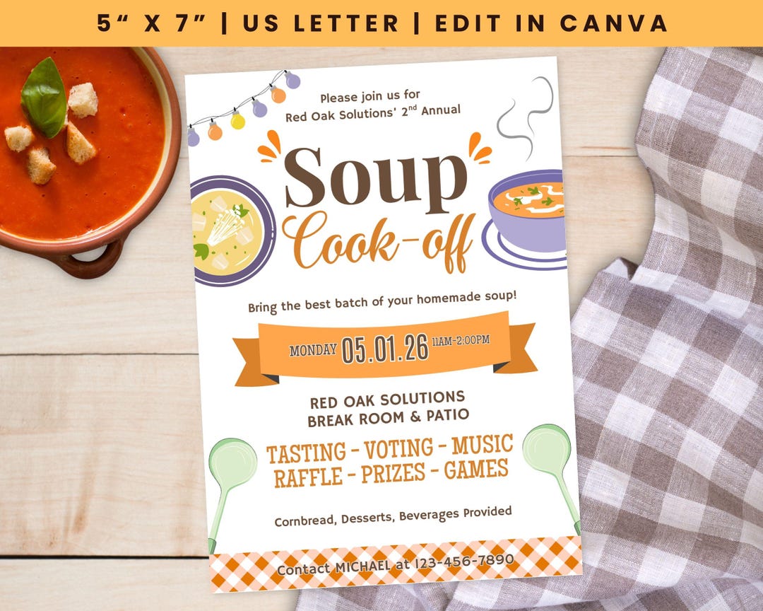 Soup Cook off Flyer, Soup Cookoff Invite, Office Soup Potluck Party ...