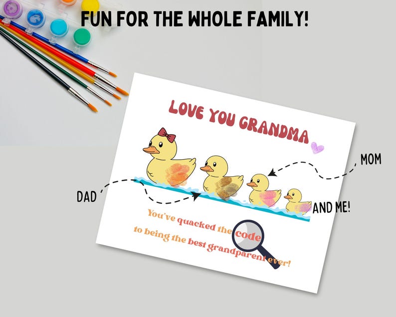 Grandparents Day Handprint Craft, Toddler Fingerprint Art Card ...