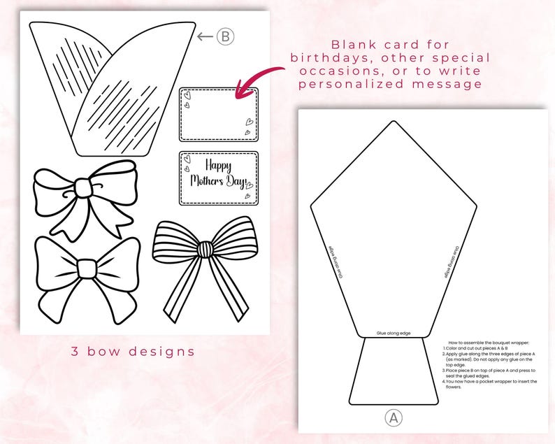 Build A Flower Bouquet, Mother's Day Craft, Kids Coloring Activity, All ...