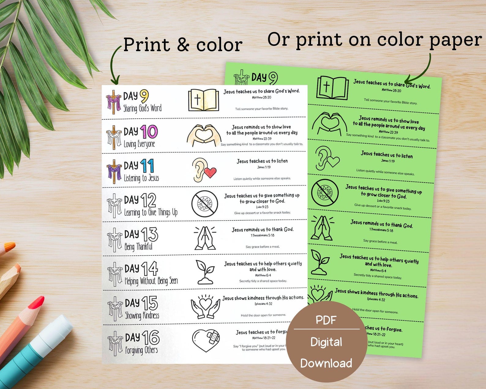 40 Days of Lent Countdown Chain, Lent Calendar for Kids, Lent Sunday ...