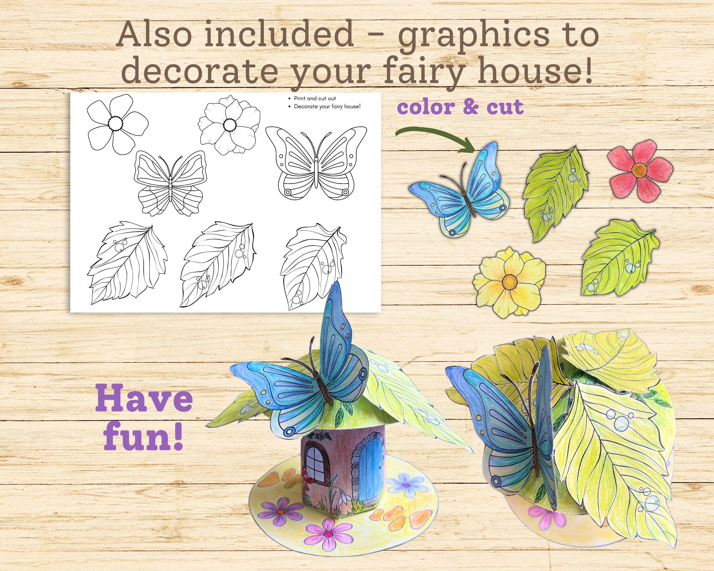 Fairy House Paper Craft for Kids, Paper House Template, DIY 3D Paper ...