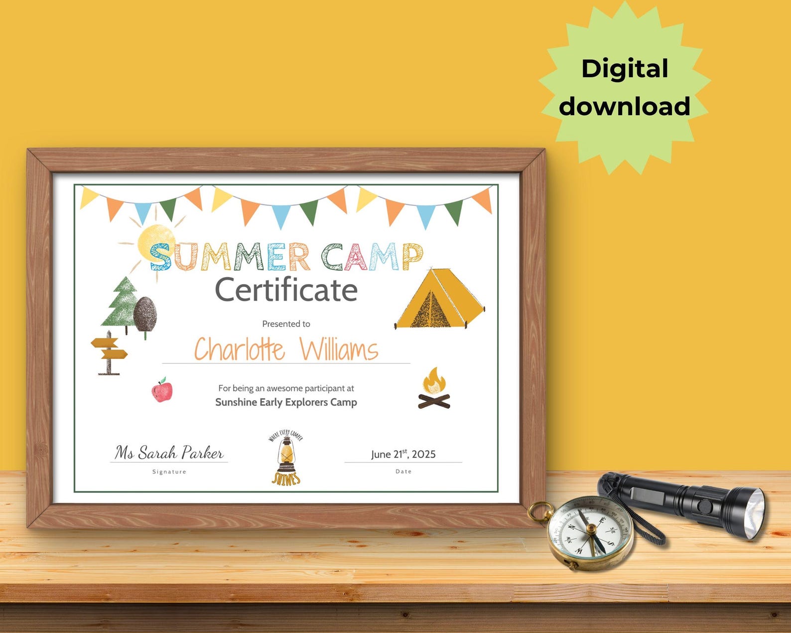 Summer Camp Editable Certificate Template, at Home Summer Camp Awards ...