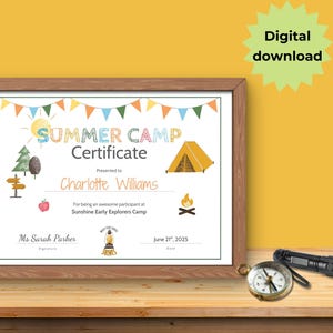 Summer Camp Editable Certificate Template, at Home Summer Camp Awards ...