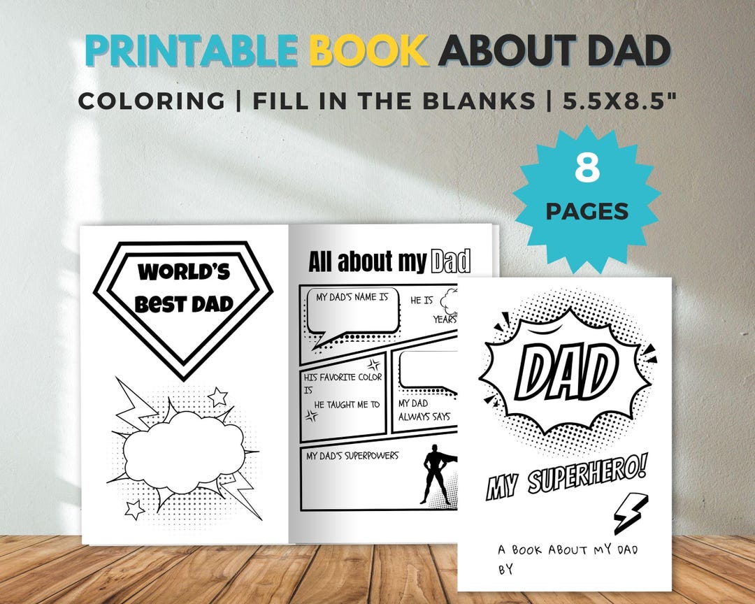 All About My Dad, Fathers Day Coloring Book, Fathers Day Fill in the ...