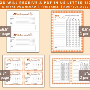 Pie Tasting Scorecard, Pie Bakeoff Score Card, Pie Score Sheet, Pie ...