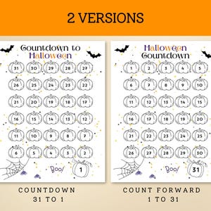 Halloween Countdown Calendar Coloring Activity, Classroom Decor, Days ...