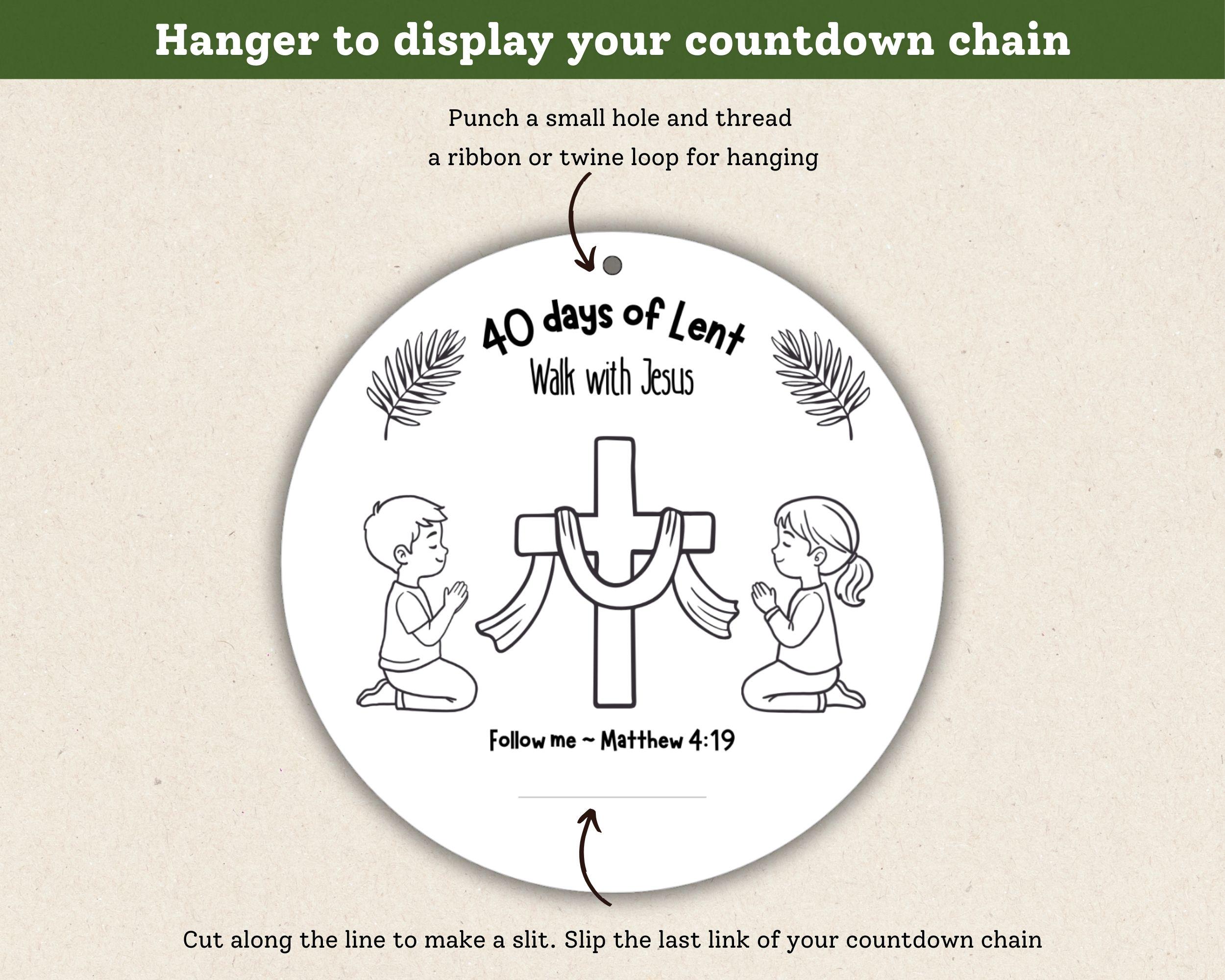 40 Days of Lent Countdown Chain, Lent Calendar for Kids, Lent Sunday ...