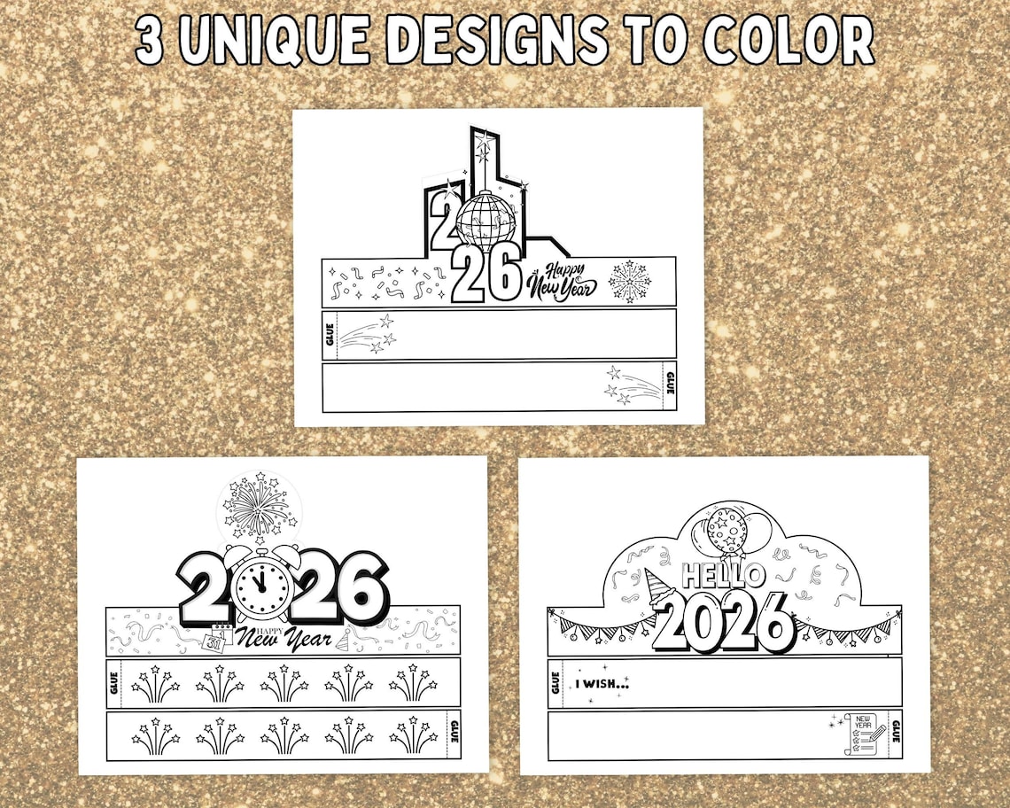 2026 New Year Paper Crown Template, New Years Eve Craft, Printable ...