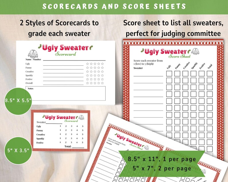 Ugly Christmas Sweater Contest Printable Awards, Christmas Award ...