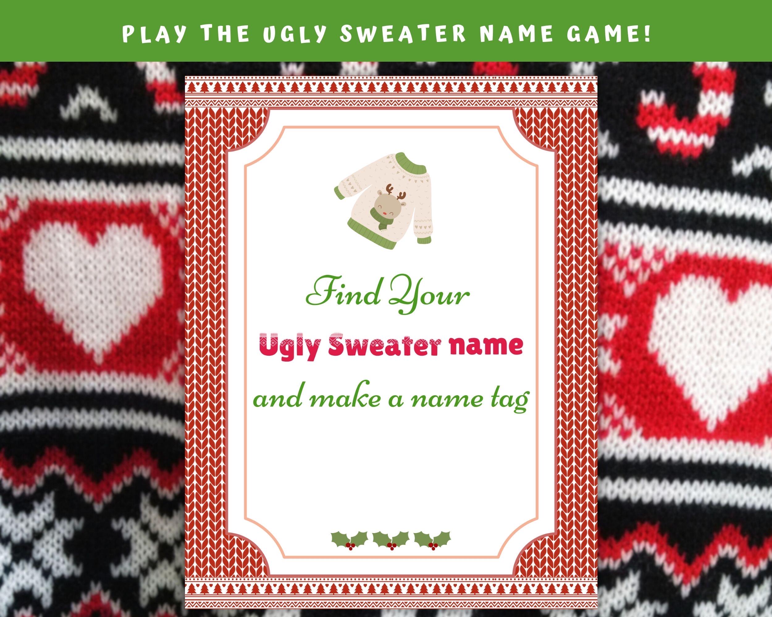 What’s Your Ugly Sweater Name Generator Game, Ugly Sweater Party ...
