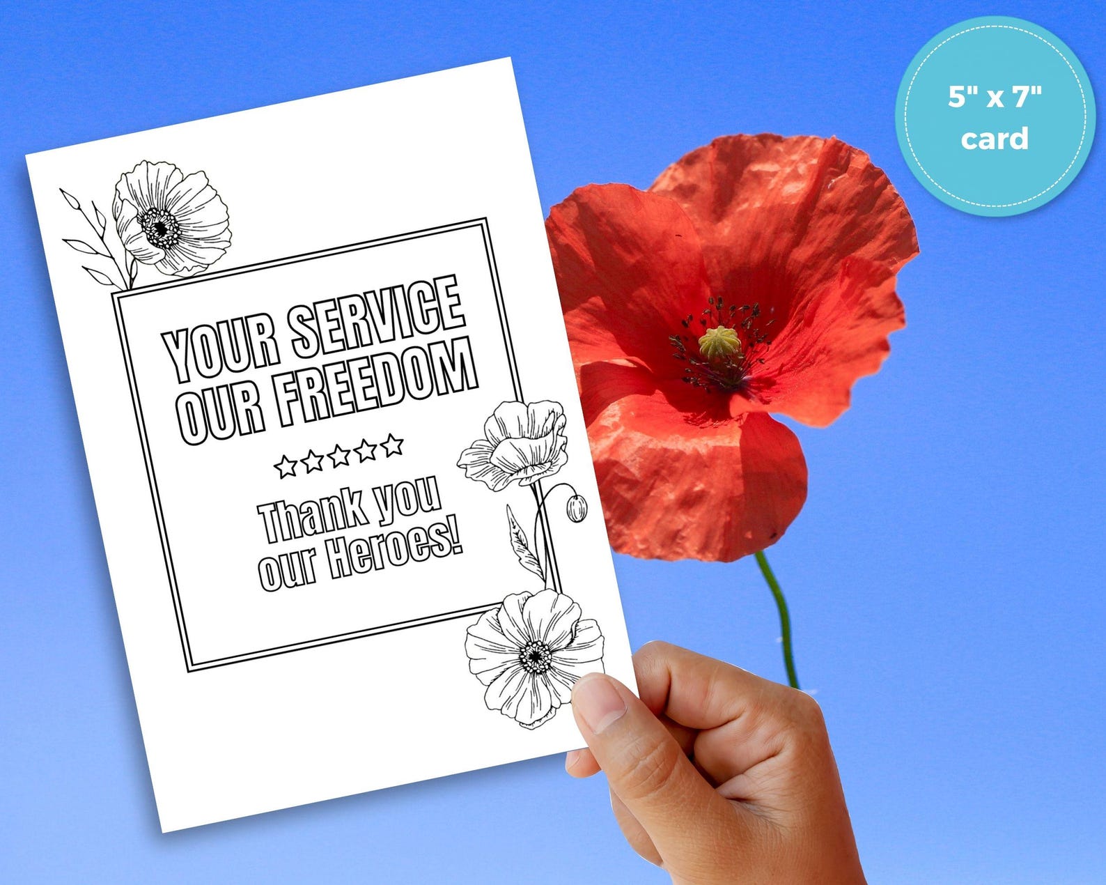 Happy Veterans Day Coloring Card, Thank You Veterans Day Craft ...