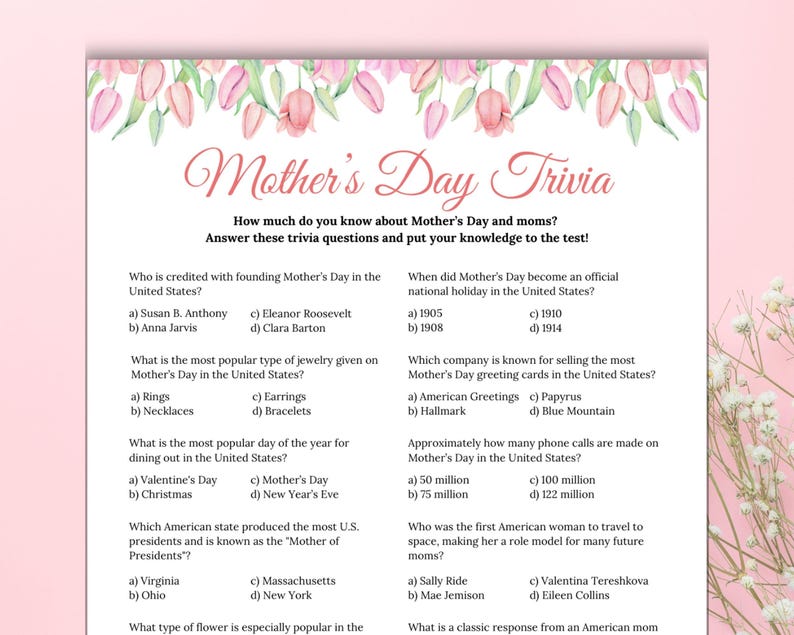 Mothers Day Trivia Questions, Mothers Day Games for Seniors Adults ...