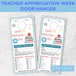 Teacher Appreciation Week Door Hanger, Editable VIP Room Service Staff ...