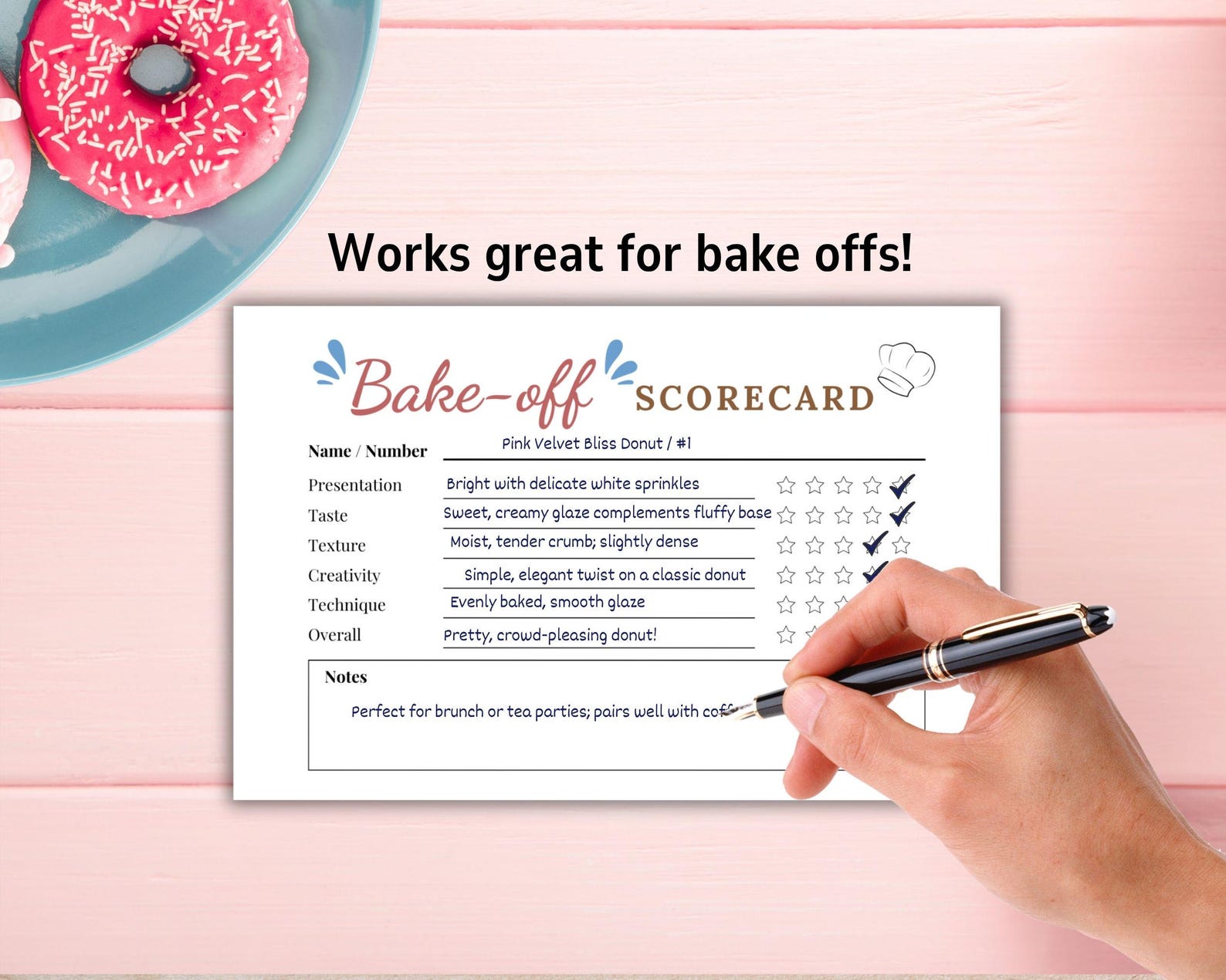 Bake off Score Cards, Baking Contest Score Sheet, Bake off Ballots ...