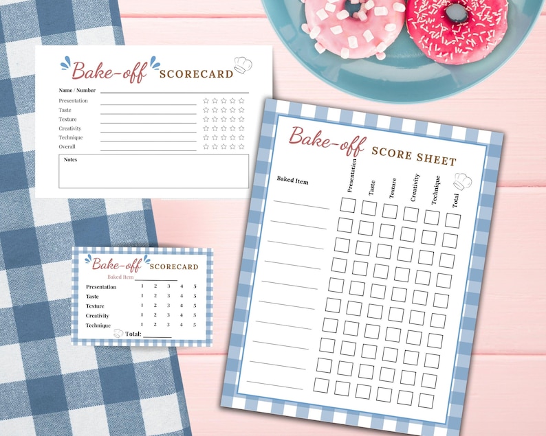 Bake off Score Cards, Baking Contest Score Sheet, Bake off Ballots ...