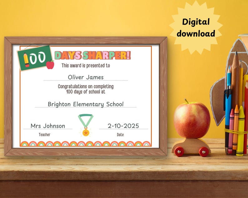 100th Day of School Certificate Template, Editable Kids Certificate ...